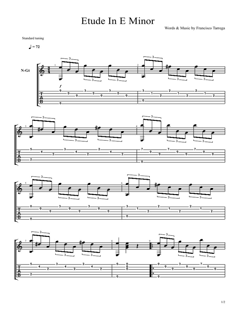 Francisco Tárrega Etude in E Minor | PDF | Celtic Musical Instruments ...
