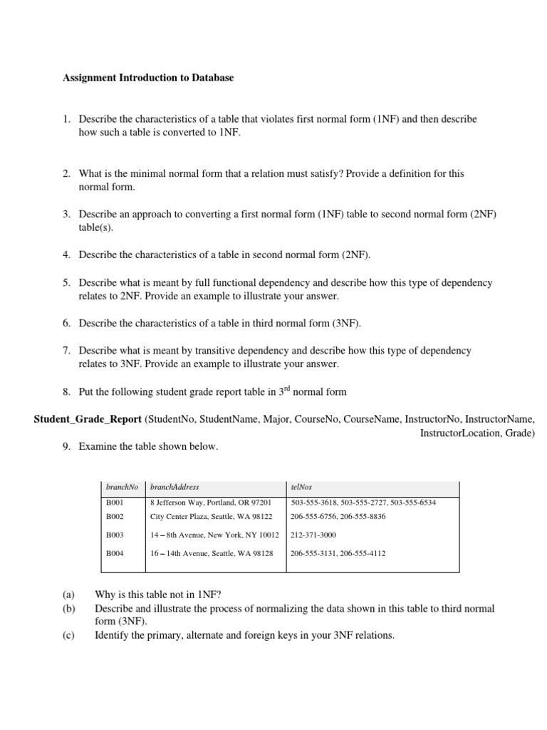 normalisation Assignment | PDF