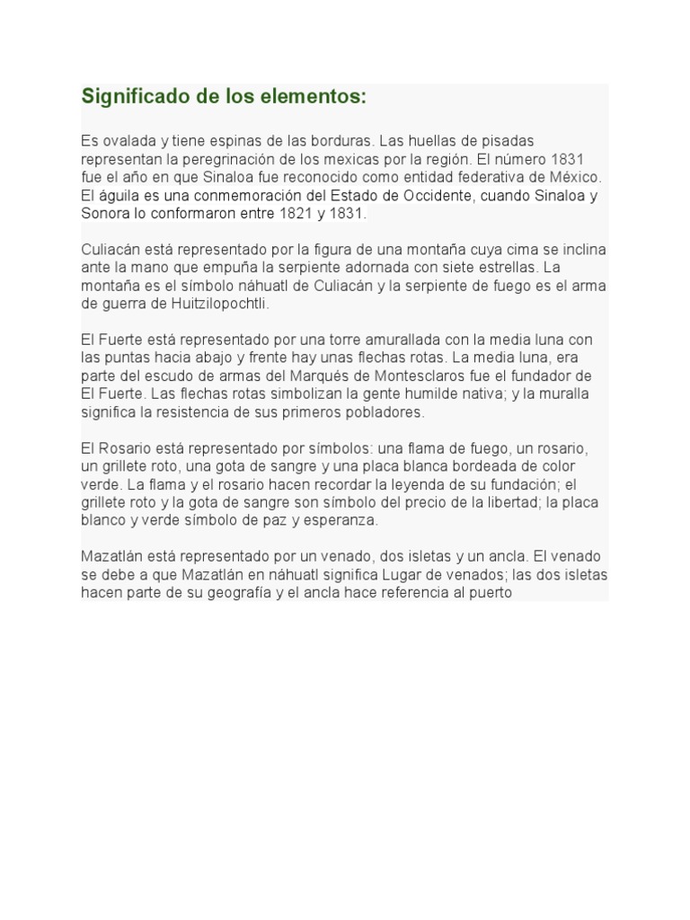 Significado de Los Elementos Escudo Sinaloa | PDF