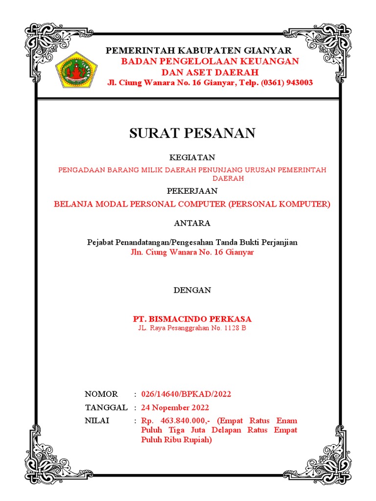 Format -Surat Pesanan-PC AIO | PDF