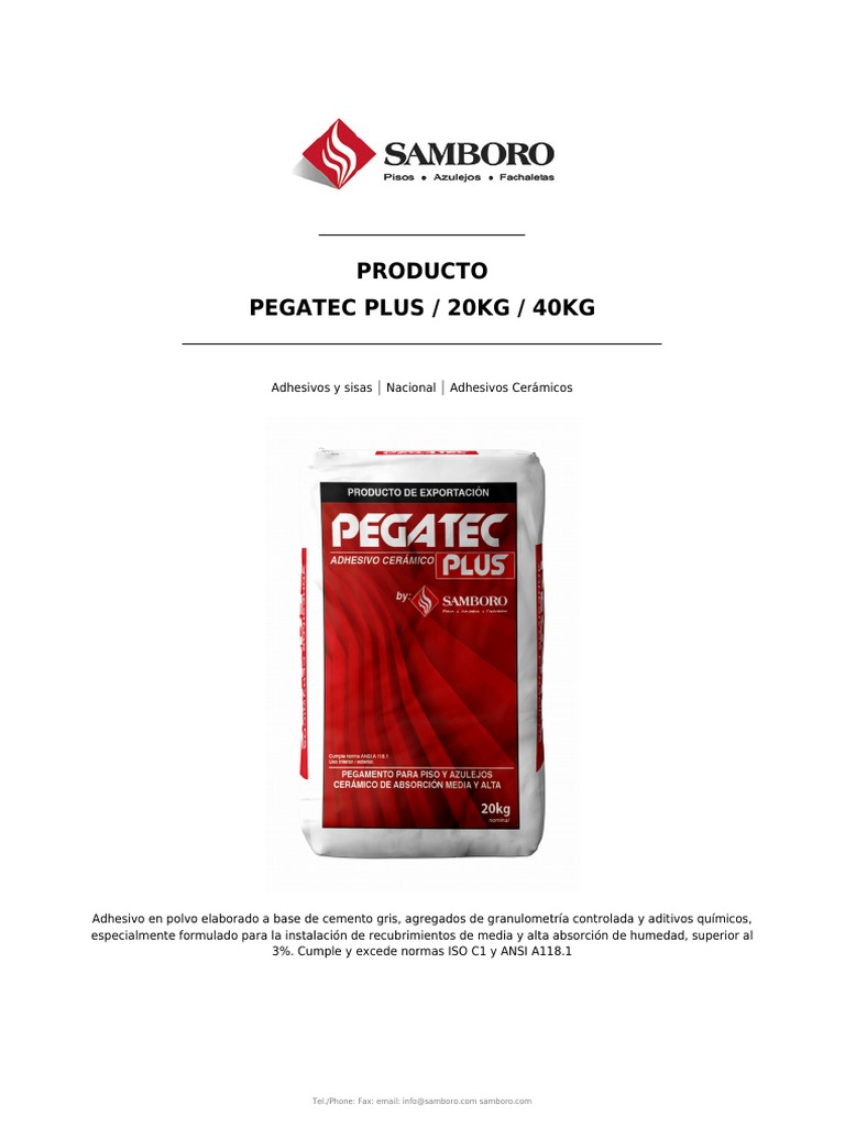 Samboro-PEGATEC PLUS 20Kg 40Kg-URV9xeDtri | PDF