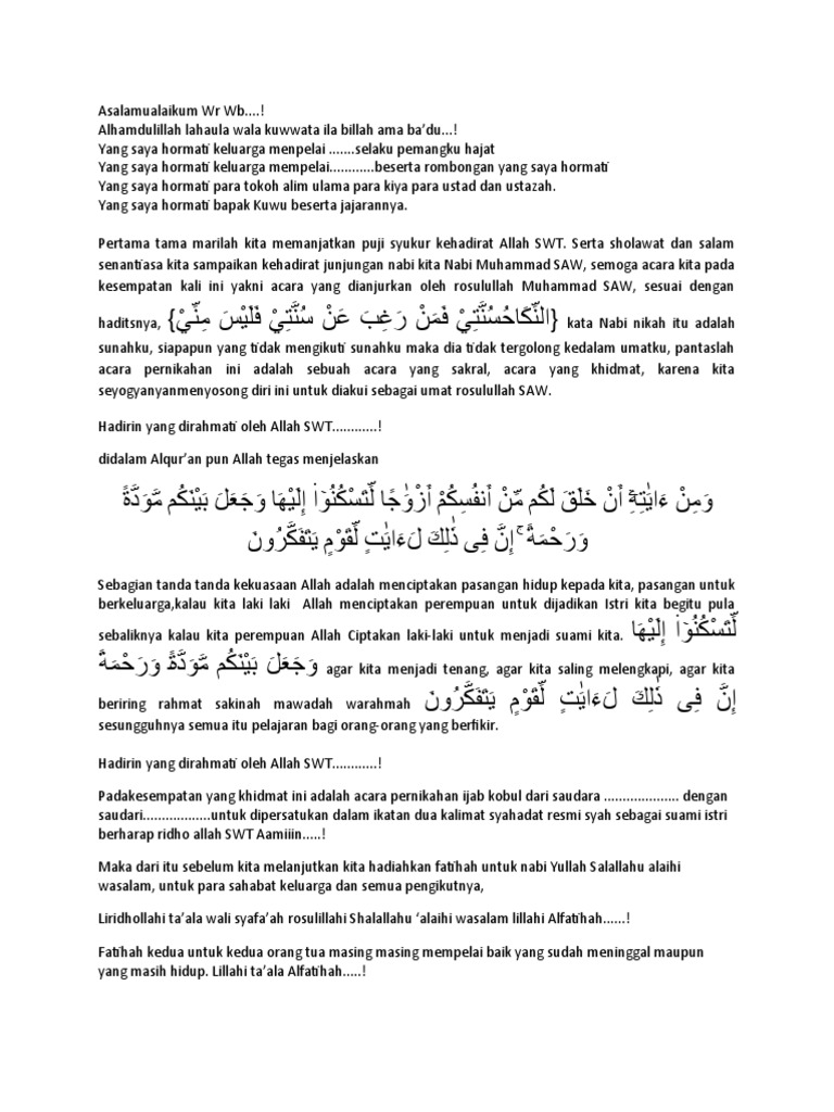 Sambutan Acara Pernikahan | PDF