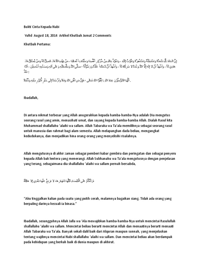 Bukti Cinta Kepada Nabi | PDF