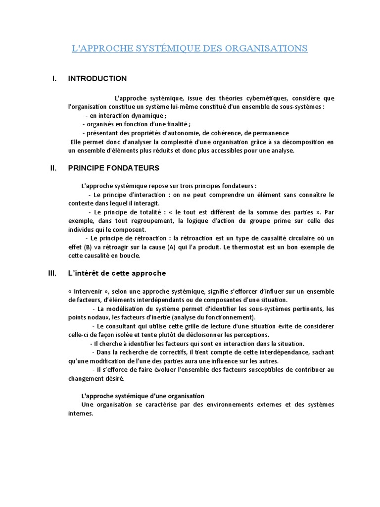 L'approche Systemique | PDF