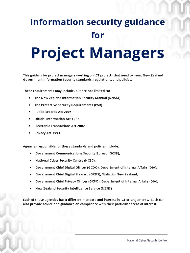 NZ ICT Project Security Guide | PDF | Information Security | Government
