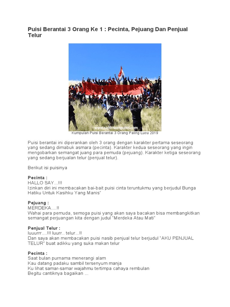 Puisi Berantai Lucu untuk 3 Orang | PDF