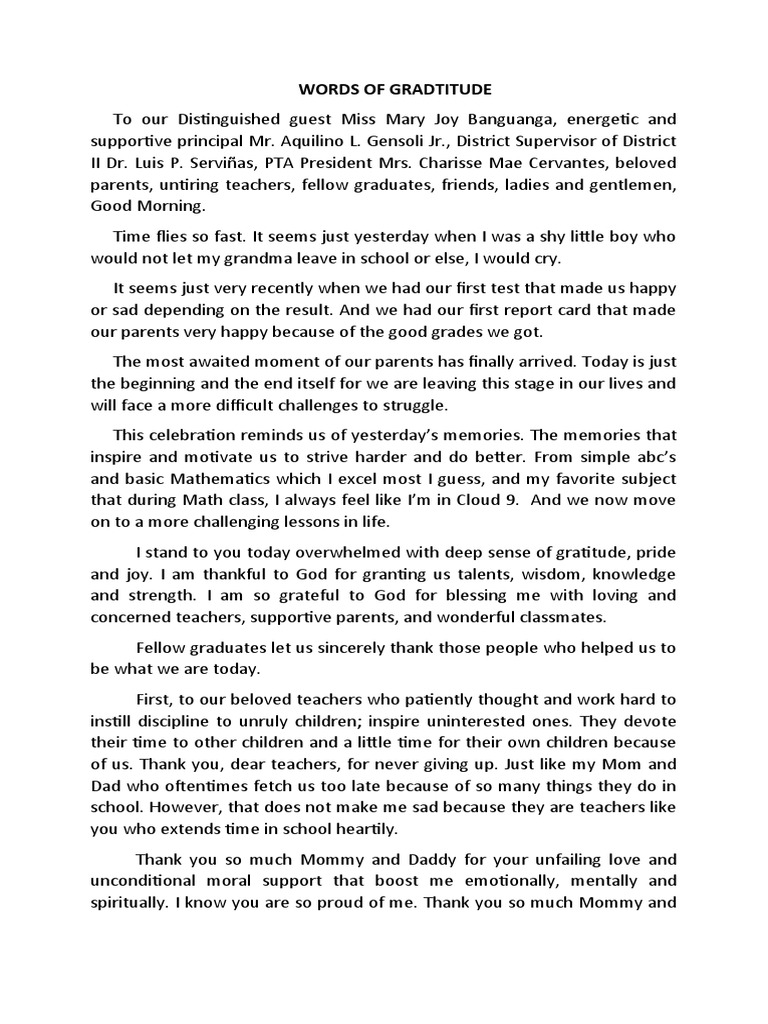 Reflection SPEECH | PDF | Gratitude