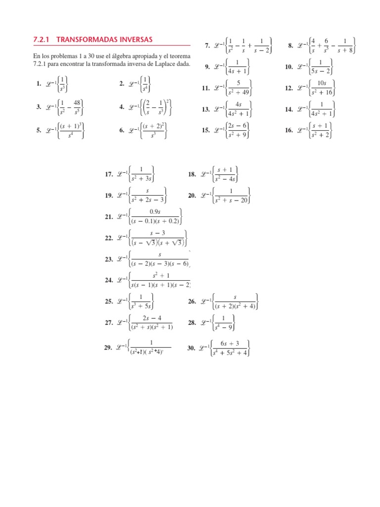 Transformadas inversas de Laplace: Problemas de ejercicio 1-30 | PDF | Ajedrez