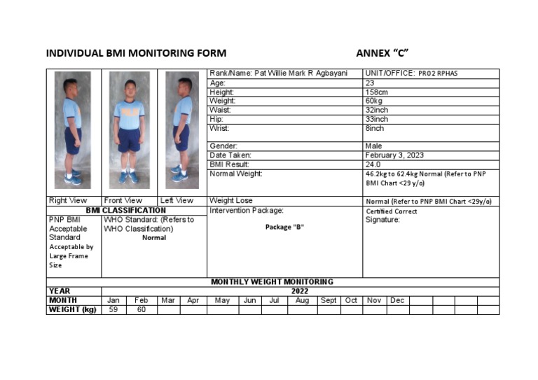 Pat Willie Mark R Agbayani Sandatag-bmi-Form | PDF