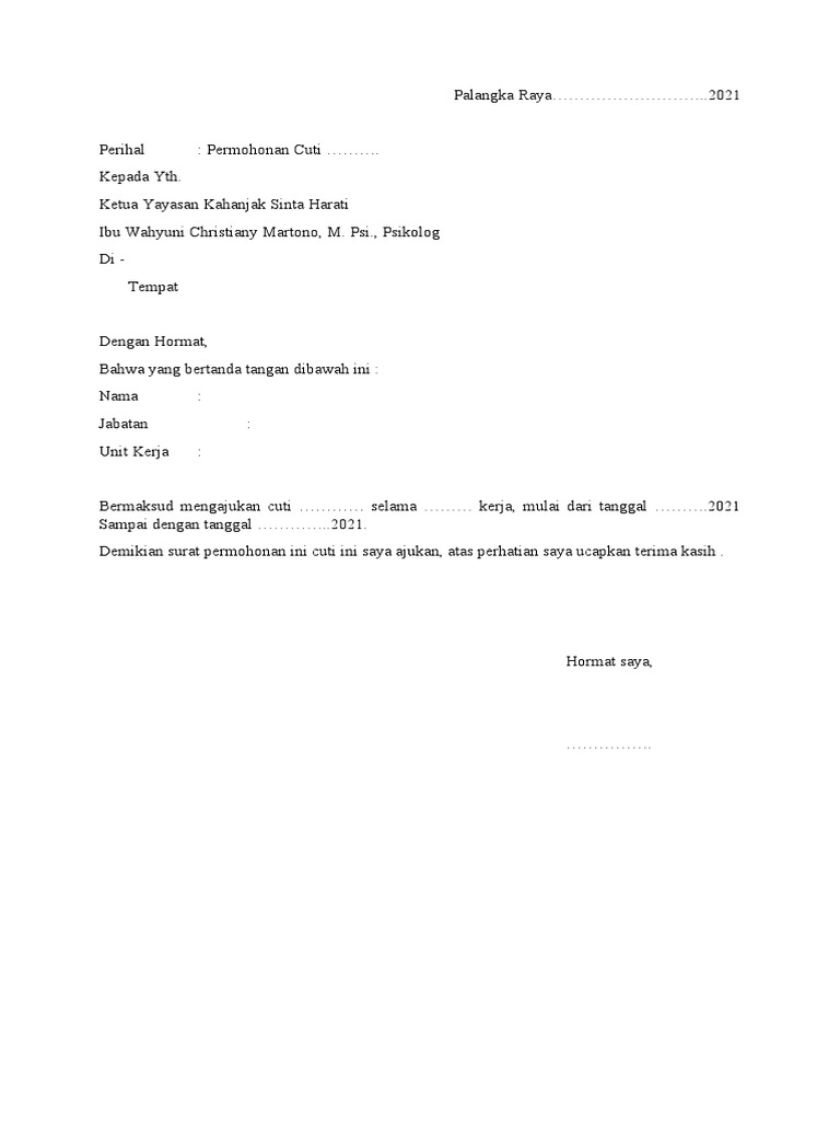 Format Surat Cuti | PDF