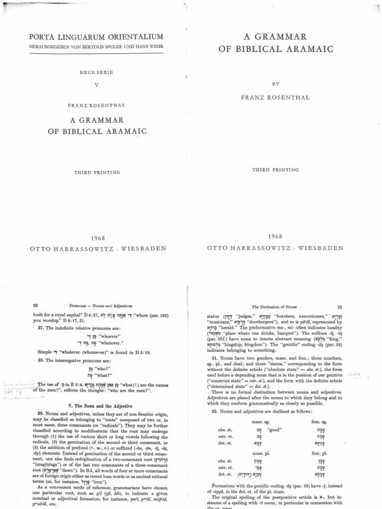 Aramaic Grammar Overview | PDF | Noun | Language Families