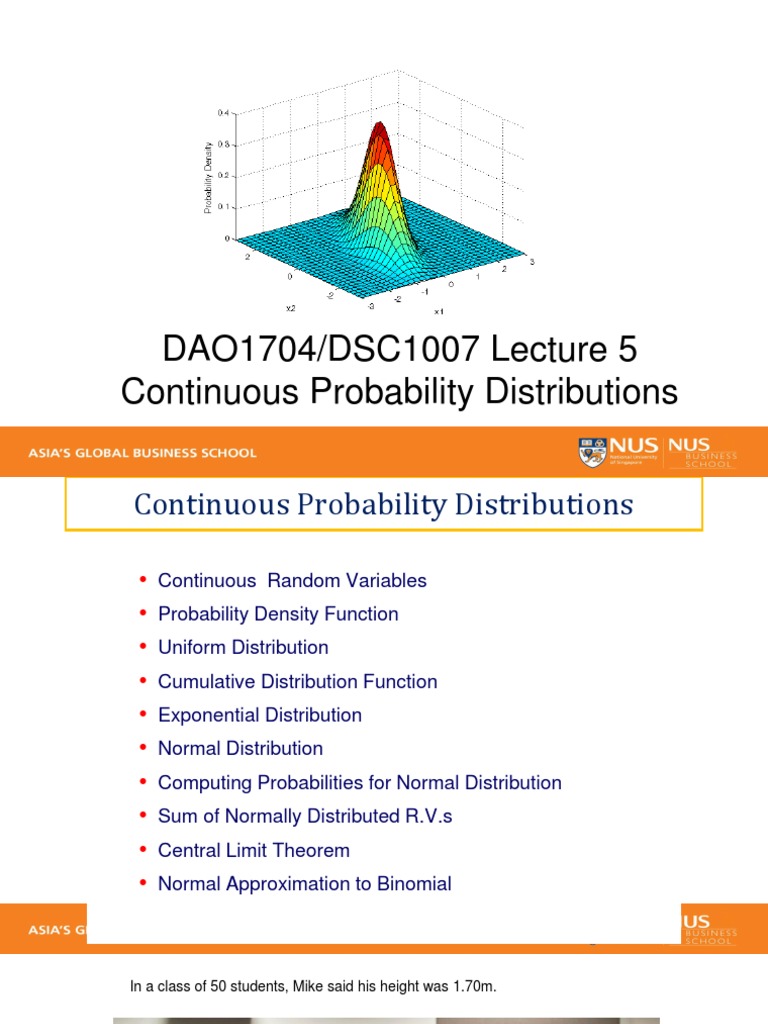 Continuous Probability Distributions Lecture: Normal, Uniform ...