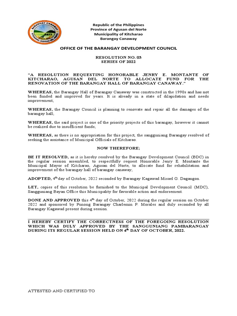 BDC Resolution No.03 | PDF