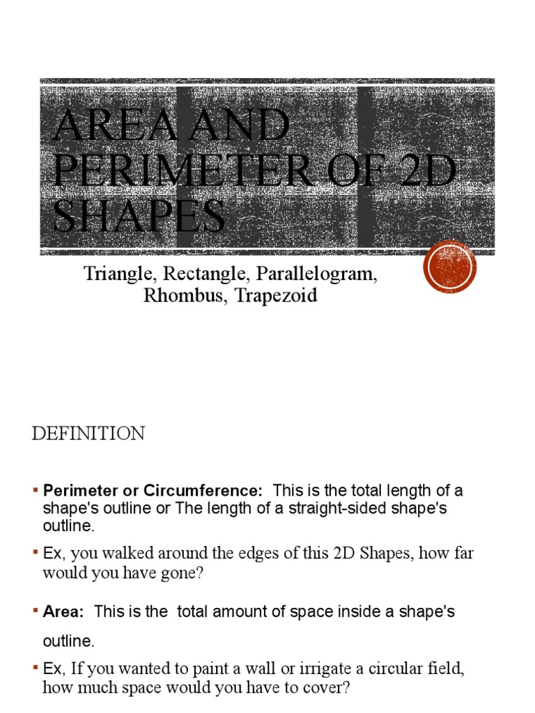 Area and Perimeter of 2D Shapes | PDF | Area | Rectangle