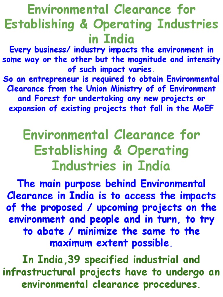 Environmental Clearance Process in India | PDF | Environmental Impact ...