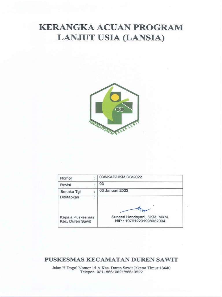 Kerangka Acuan Program Lansia 2022 | PDF