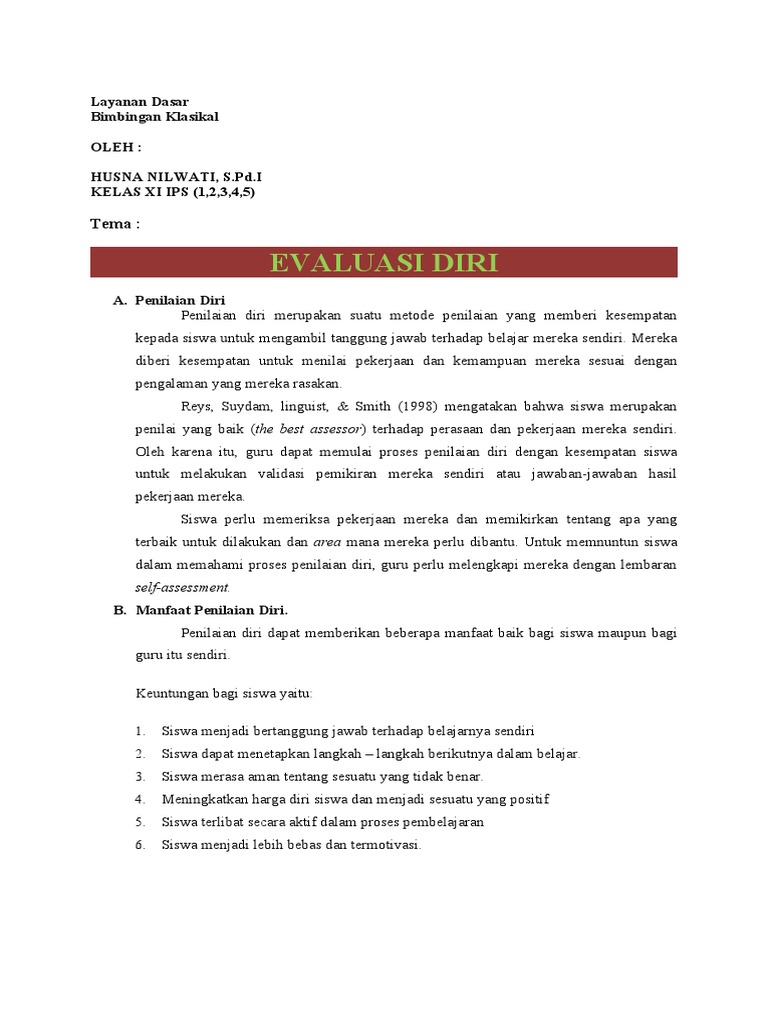 Evaluasi Diri | PDF