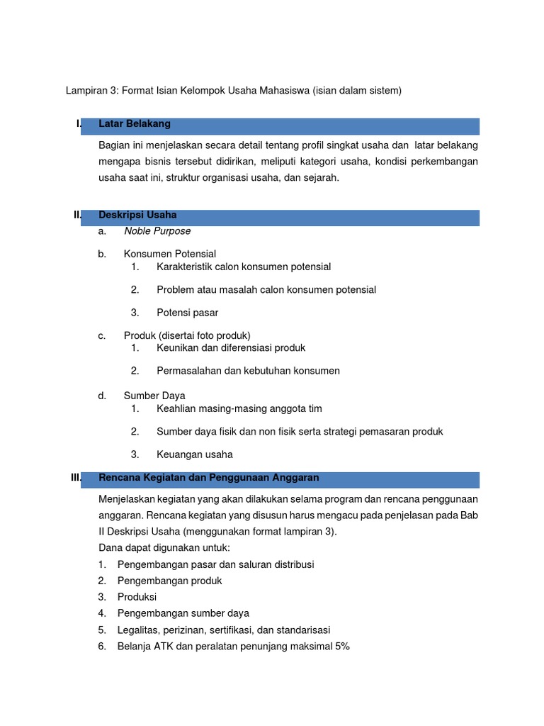 2 - Format Isian Proposal Dan Anggaran (Dalam Sistem) | PDF