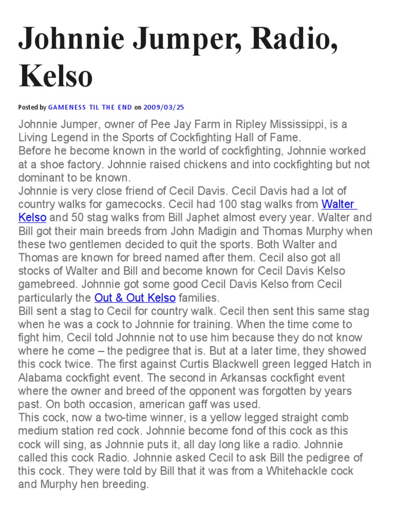 Johnnie Jumper, Radio, Kelso | PDF | Chicken