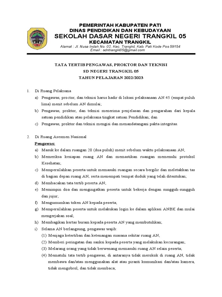 Tata Tertib Pengawas, Proktor Dan Teknisi | PDF