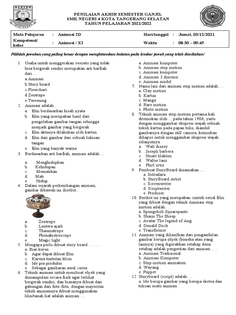 PAS Animasi 2d XI | PDF