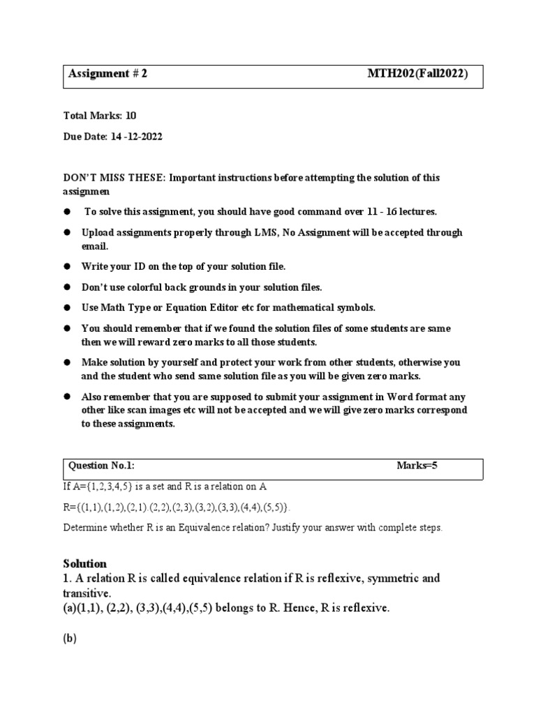 Fall 2022 - MTH202 - 2 - SOL | PDF