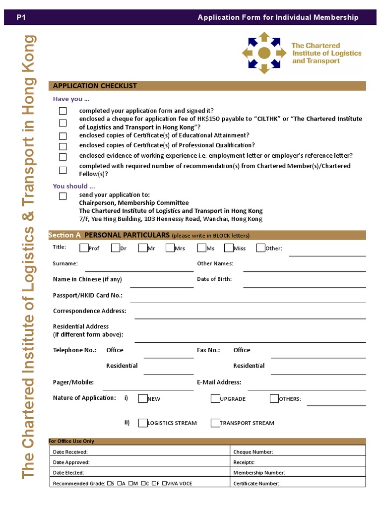 Application+Form+for+CILT+Individual+Membership+(New+Logo+3.0) 3 | PDF