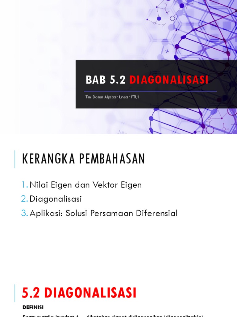 ALIN 20 APR 20-21 - Alin 05 NILAI EIGEN DAN VEKTOR EIGEN - Diagonalisasi | PDF