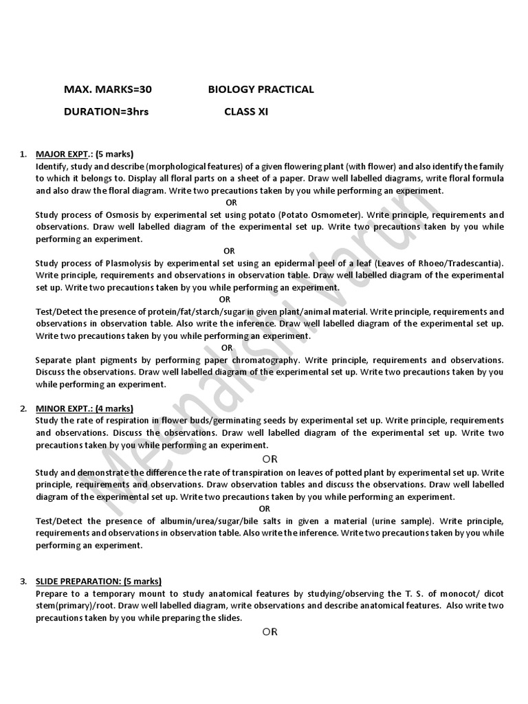 Class 11 Biology Practical Guide | PDF | Leaf | Flowers