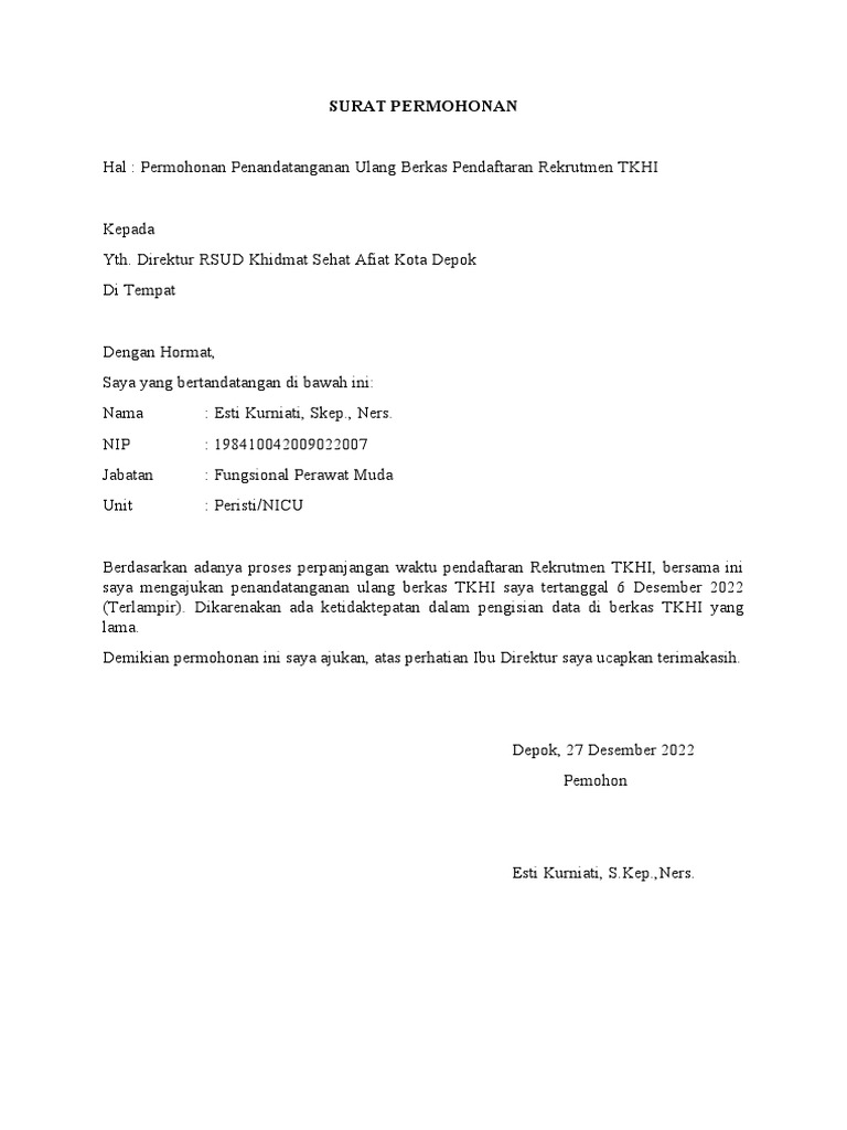 Surat Permohonan TTD | PDF