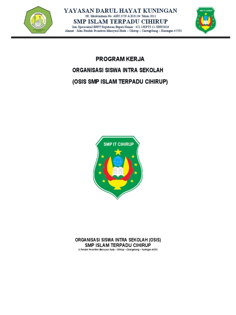 Program Kerja OSIS 2019 2020 | PDF
