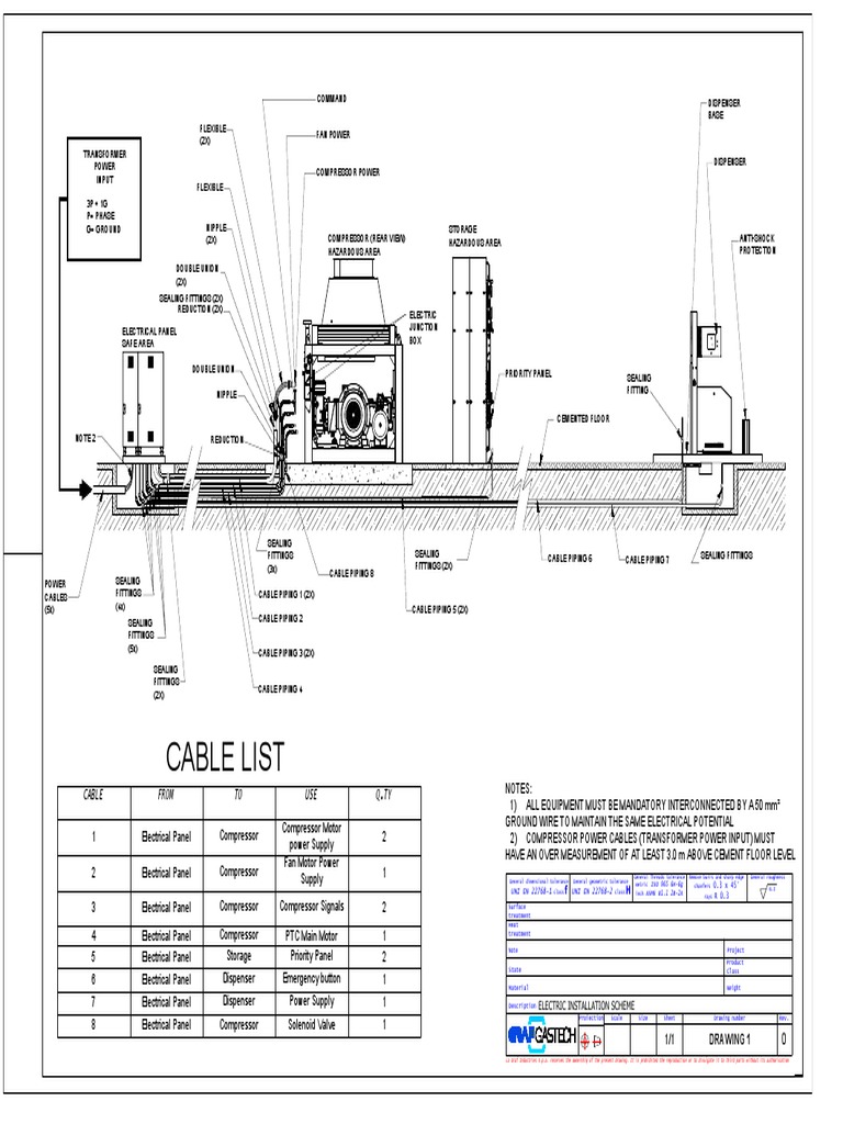 DRAWING1-Electric Installation Scheme | PDF | Power Supply | Machines