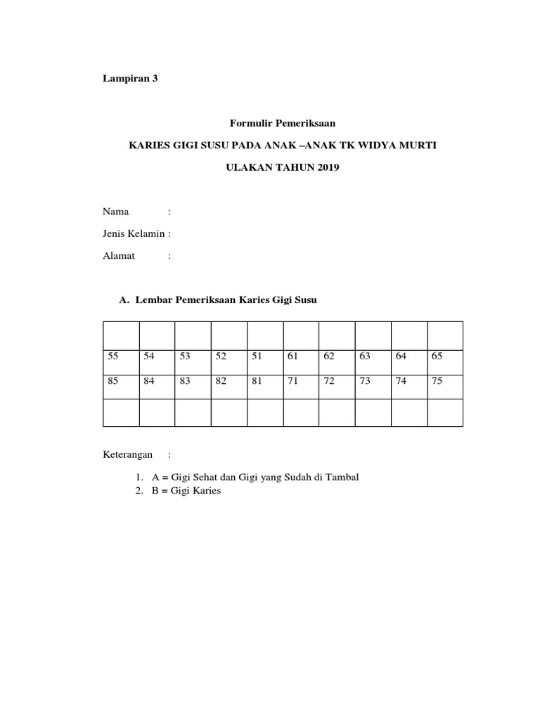 Form Pemeriksaan Gigi | PDF