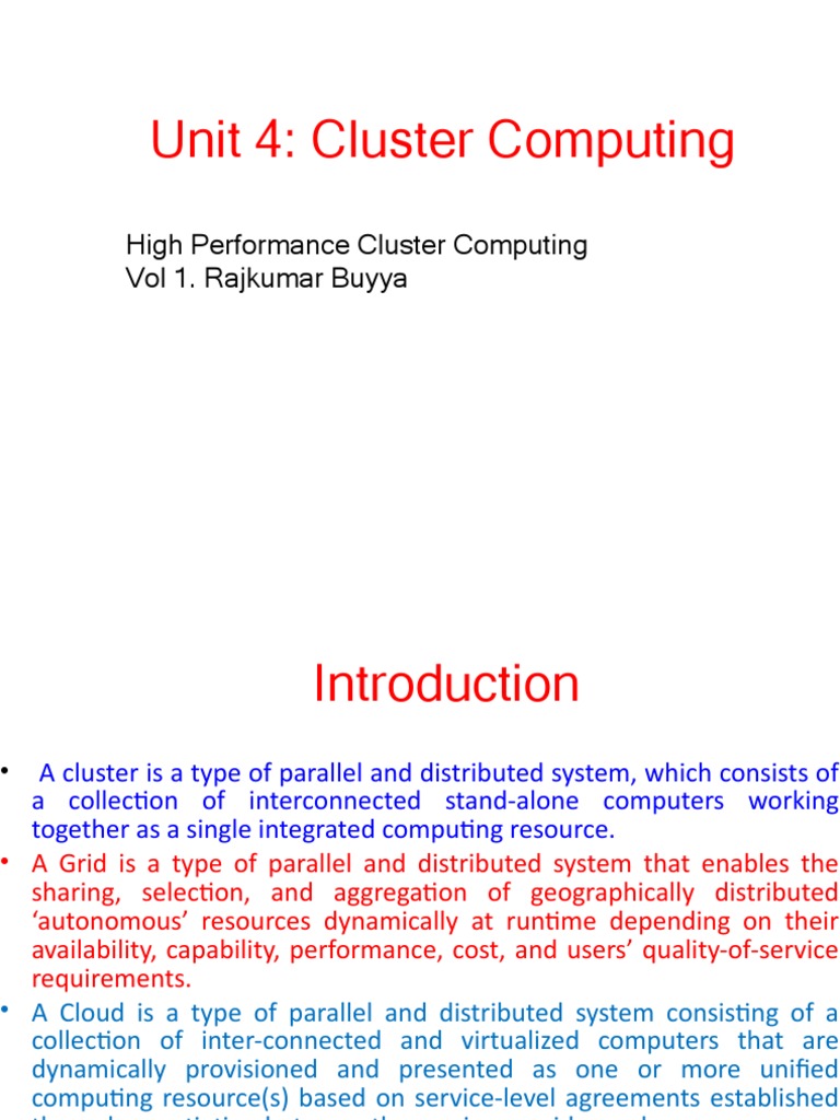 Unit IV Cluster Computing | PDF | Scheduling (Computing) | Computer Cluster