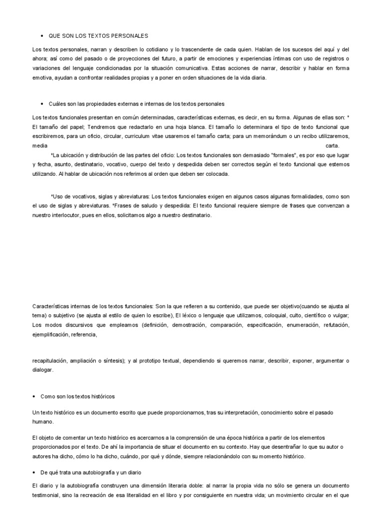 Que Son Los Textos Personales | PDF