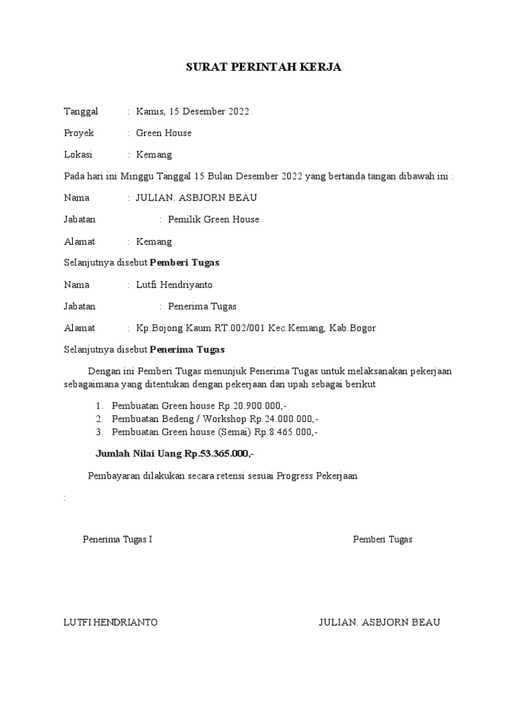 SURAT-PERINTAH-KERJA-LUPPIE | PDF