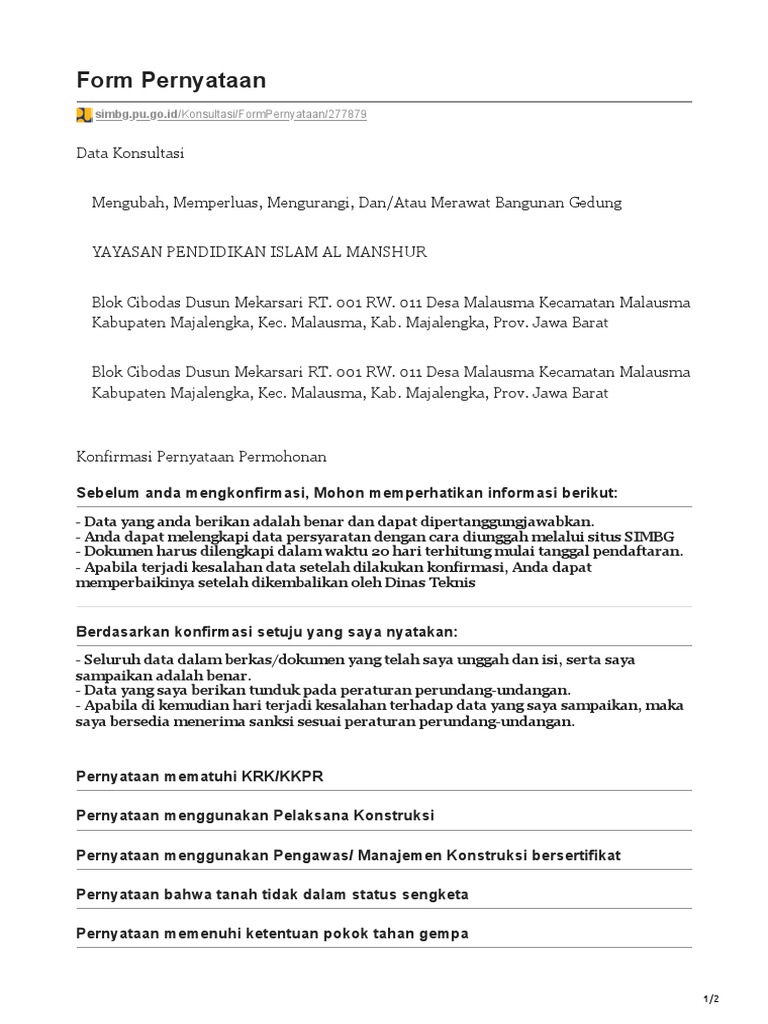 Simbg - Pu.go - Id-Form Pernyataan | PDF | Pengelolaan Keuangan & Uang ...