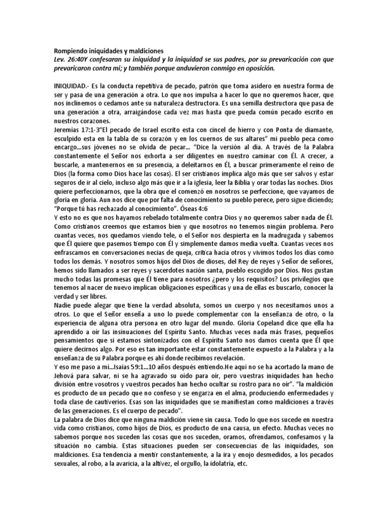 Rompiendo Iniquidades Y Maldiciones Pdf Pecado Cristo Título