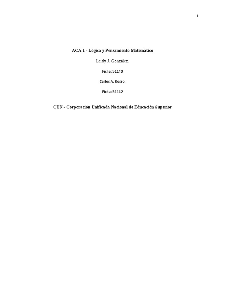 ACA 1 - Lógica y Pensamiento Matemático | PDF