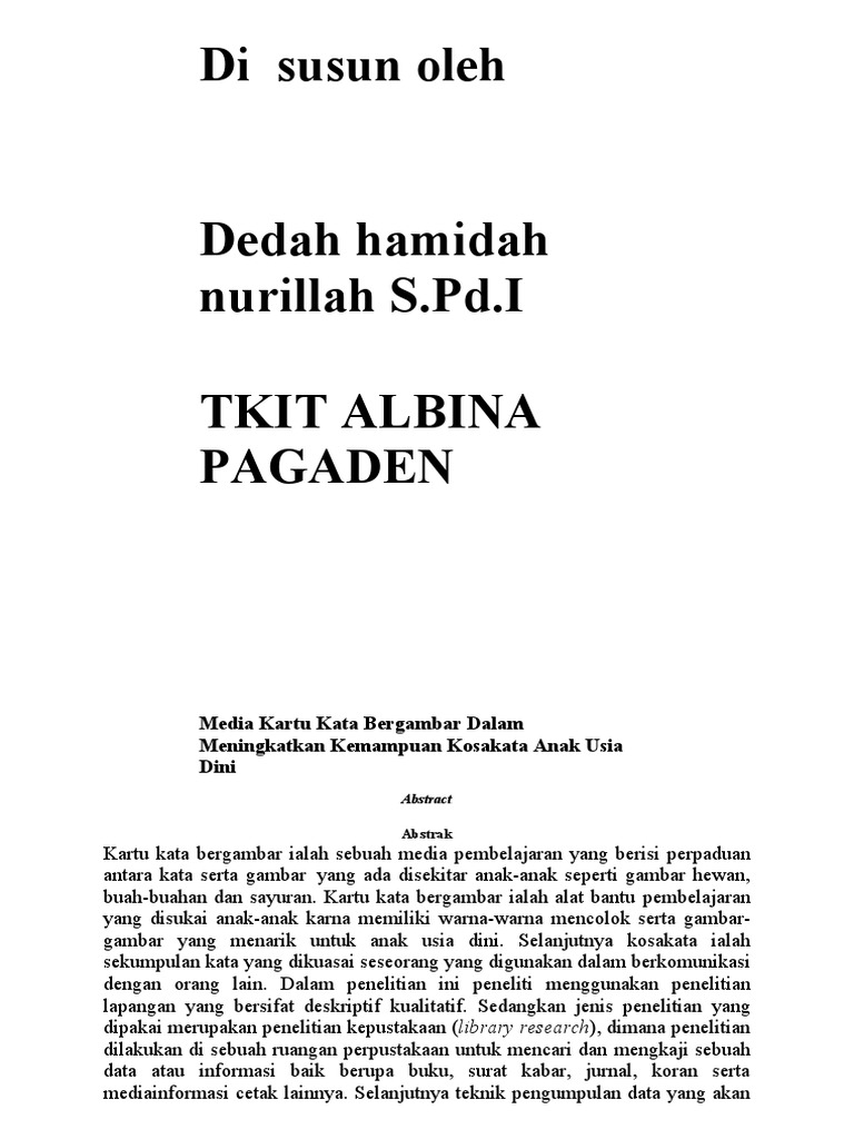 Media Kartu Kata untuk PAUD | PDF