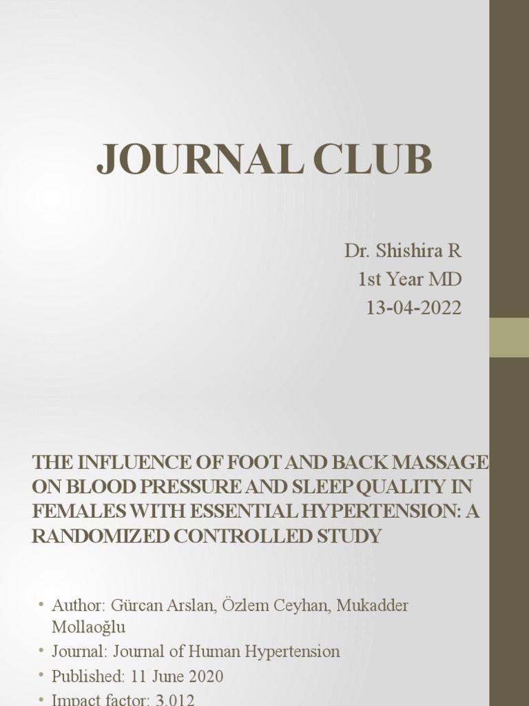 Foot & Back Massage On BP & Sleep Quality in HTN | PDF | Hypertension ...