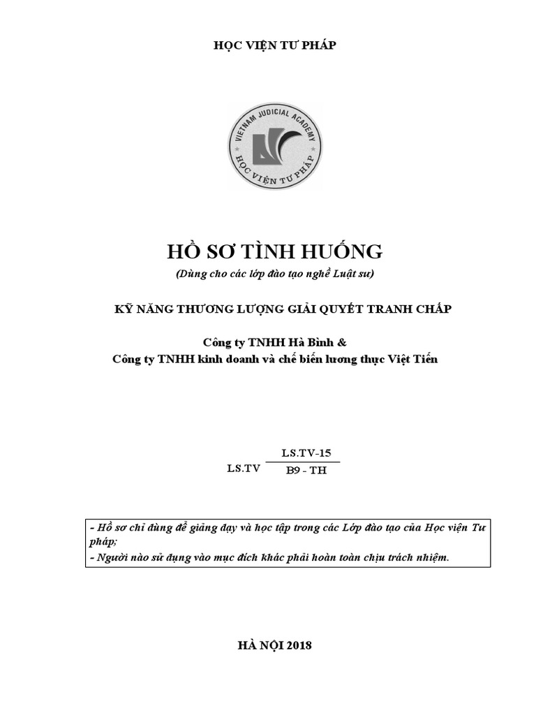 Ho So 15 - Bai Ky Nang Thuong Luong Giai Quyet Tranh Chap | PDF