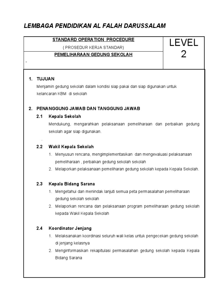 SOP Pemeliharaan Gedung | PDF