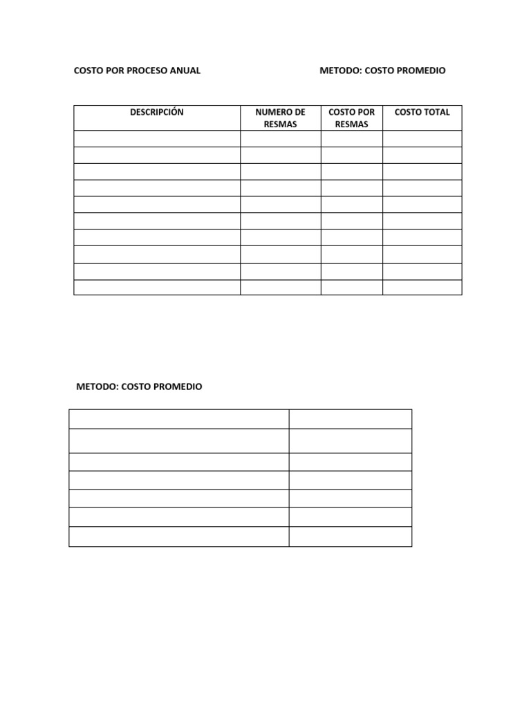 Costo Promedio Anual | PDF