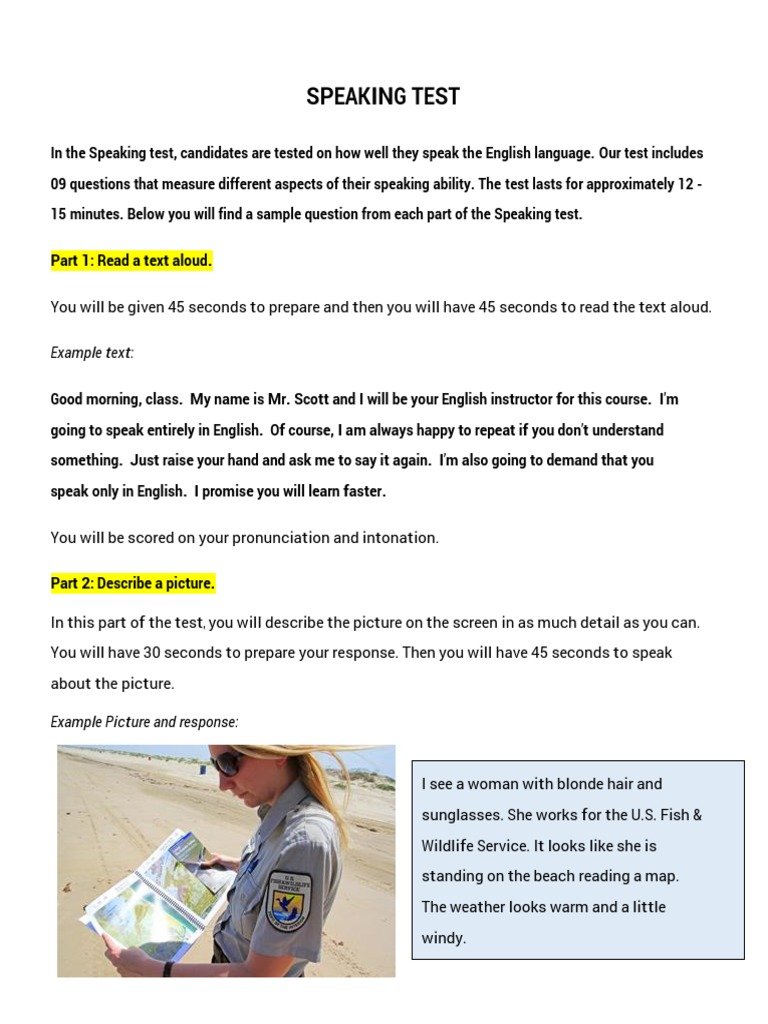 5 Speaking Test | PDF | English Language