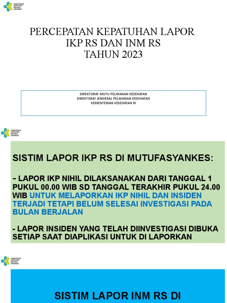 Percepatan Laporan IKP dan INM RS 2023 | PDF | Pengelolaan Keuangan & Uang