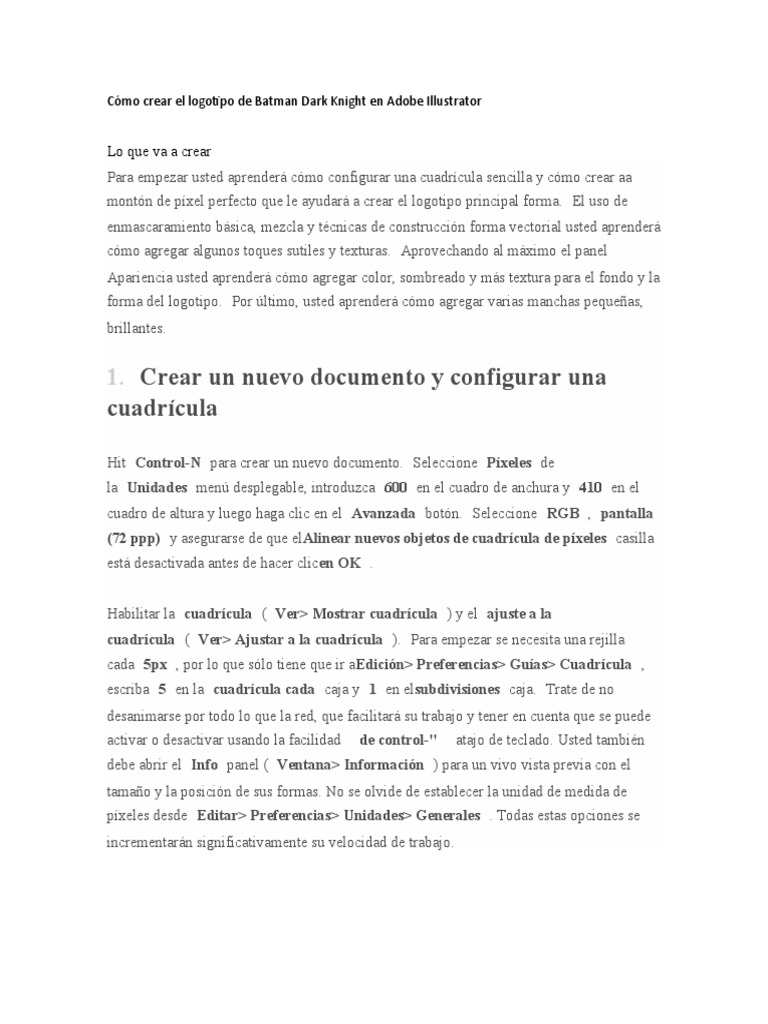 Cómo Crear El Logotipo de Batman Dark Knight en Adobe Illustrator | PDF ...