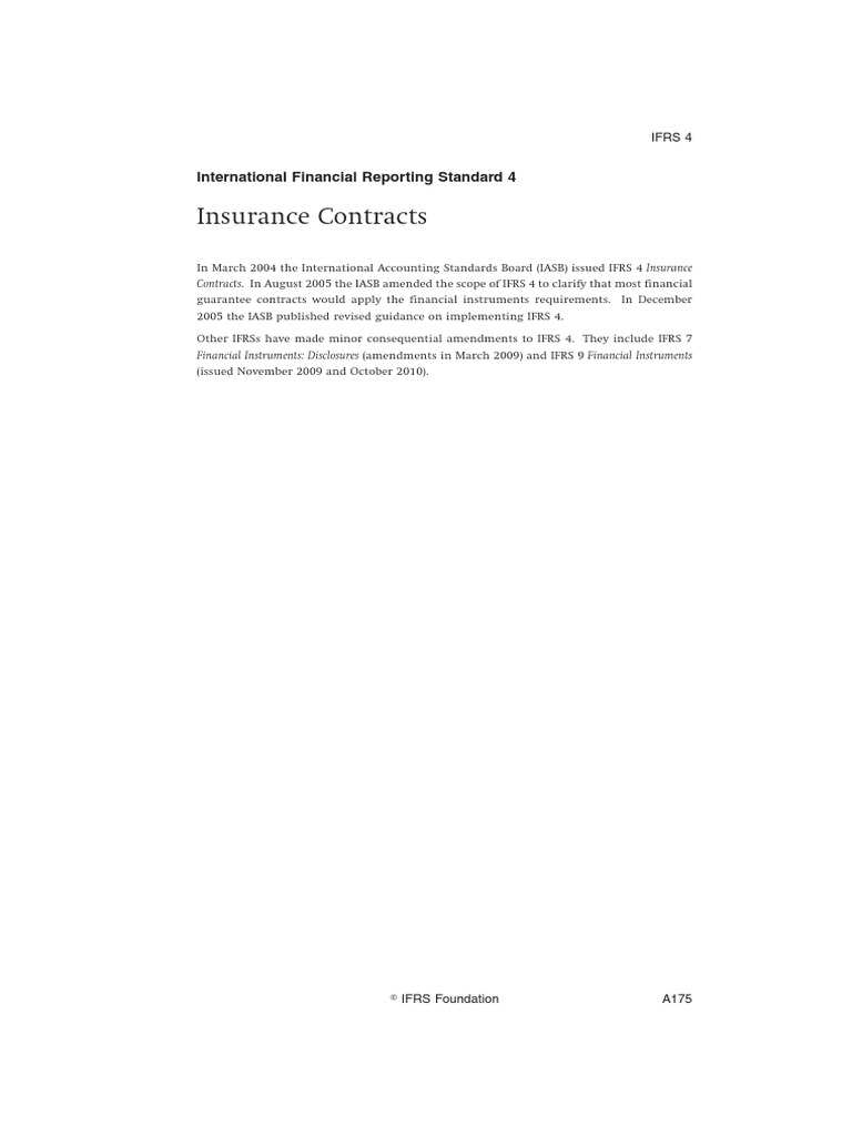 IFRS 4: Insurance Contracts Overview | PDF | International Financial ...
