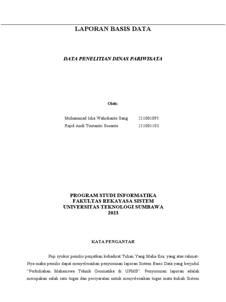 Laporan Praktikum Sistem Basis Data Data | PDF