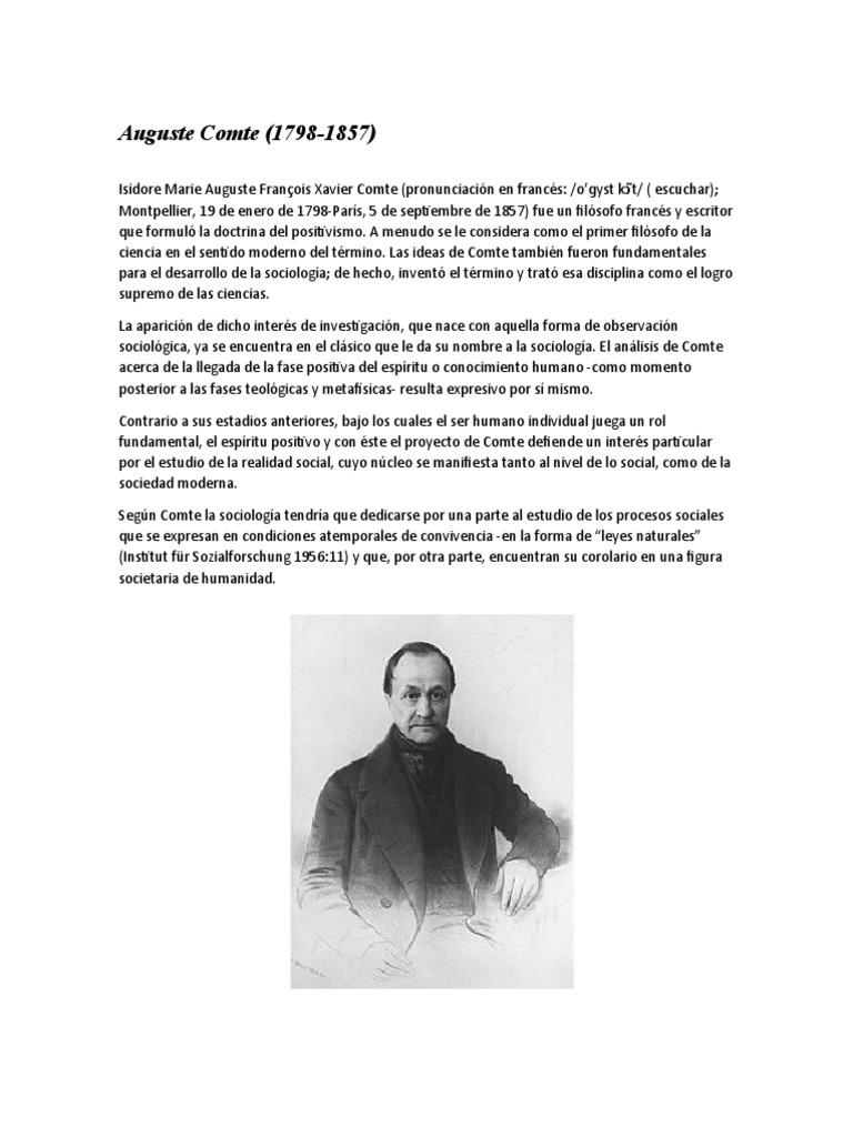 Auguste Comte (1798-1857) | PDF